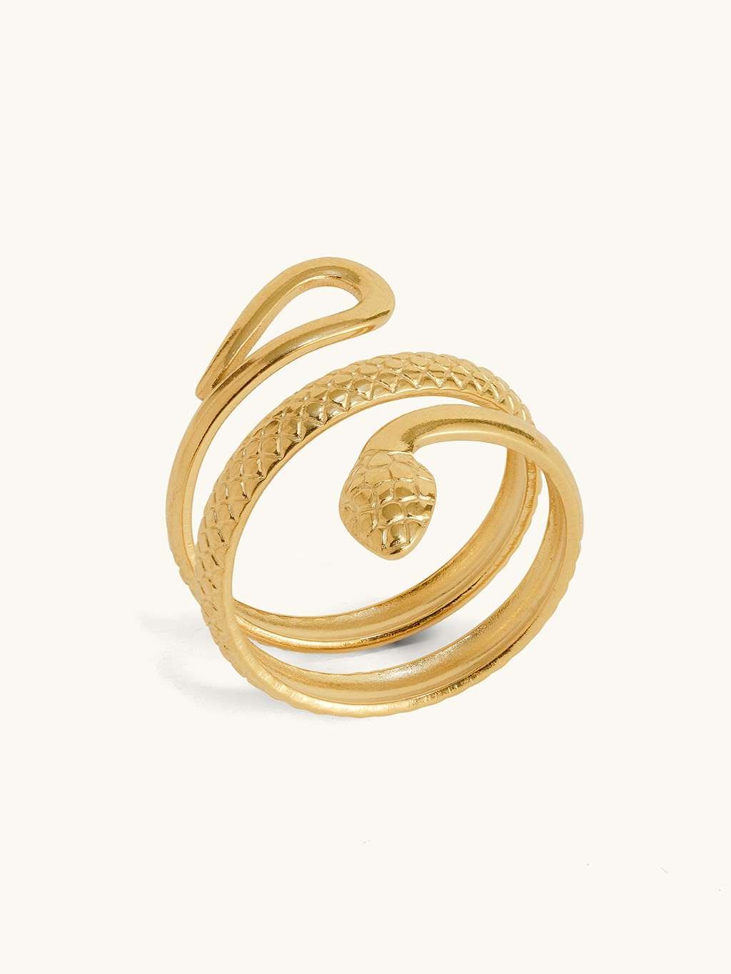 Simple Snake Ring Gold 56mm - Dorose | Wasserfester Schmuck, 18K vergoldet